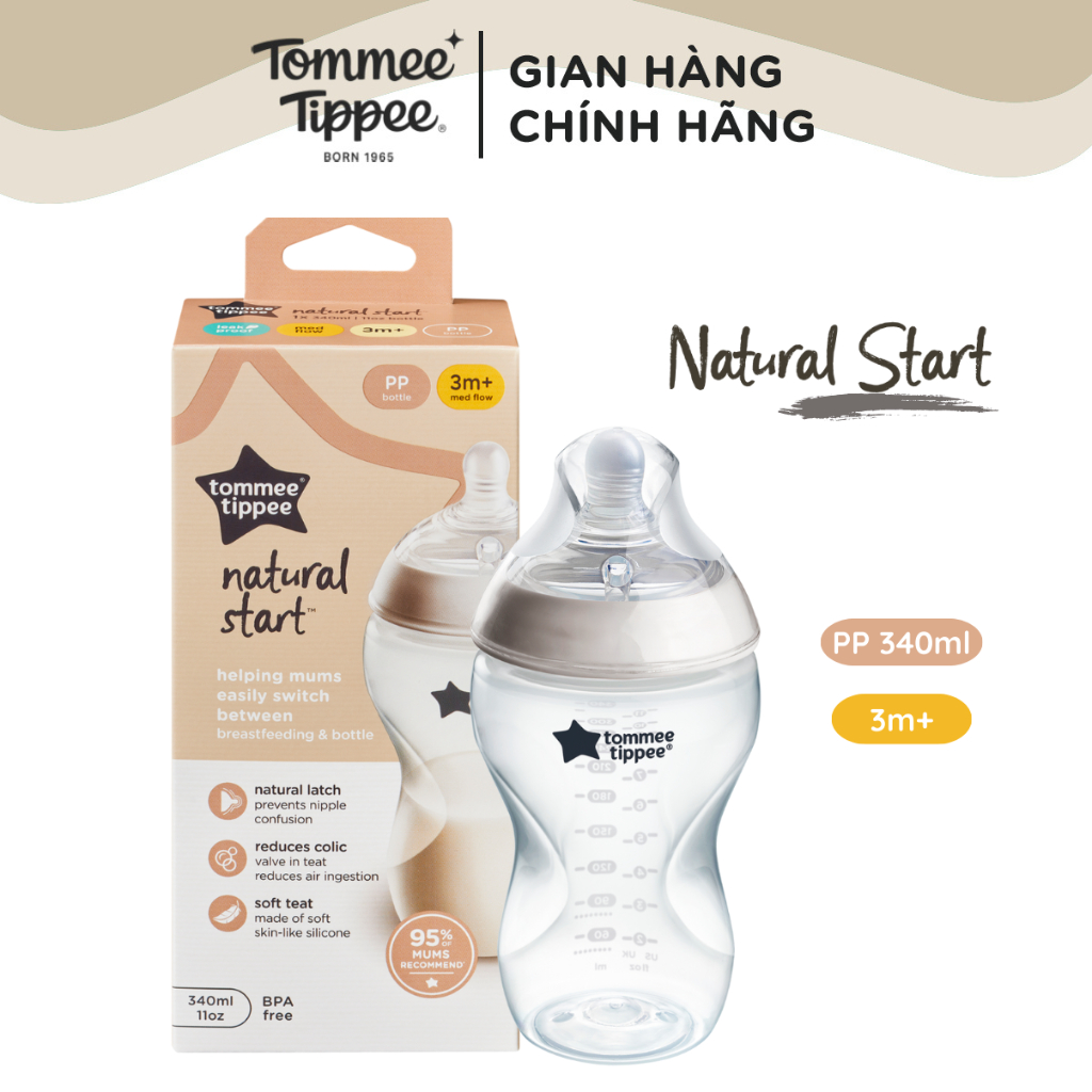 Tommee Tippee Natural Start PP Super Soft Baby Bottle 340ml, 3-6 Months Bottle Nipple | Shopee ...
