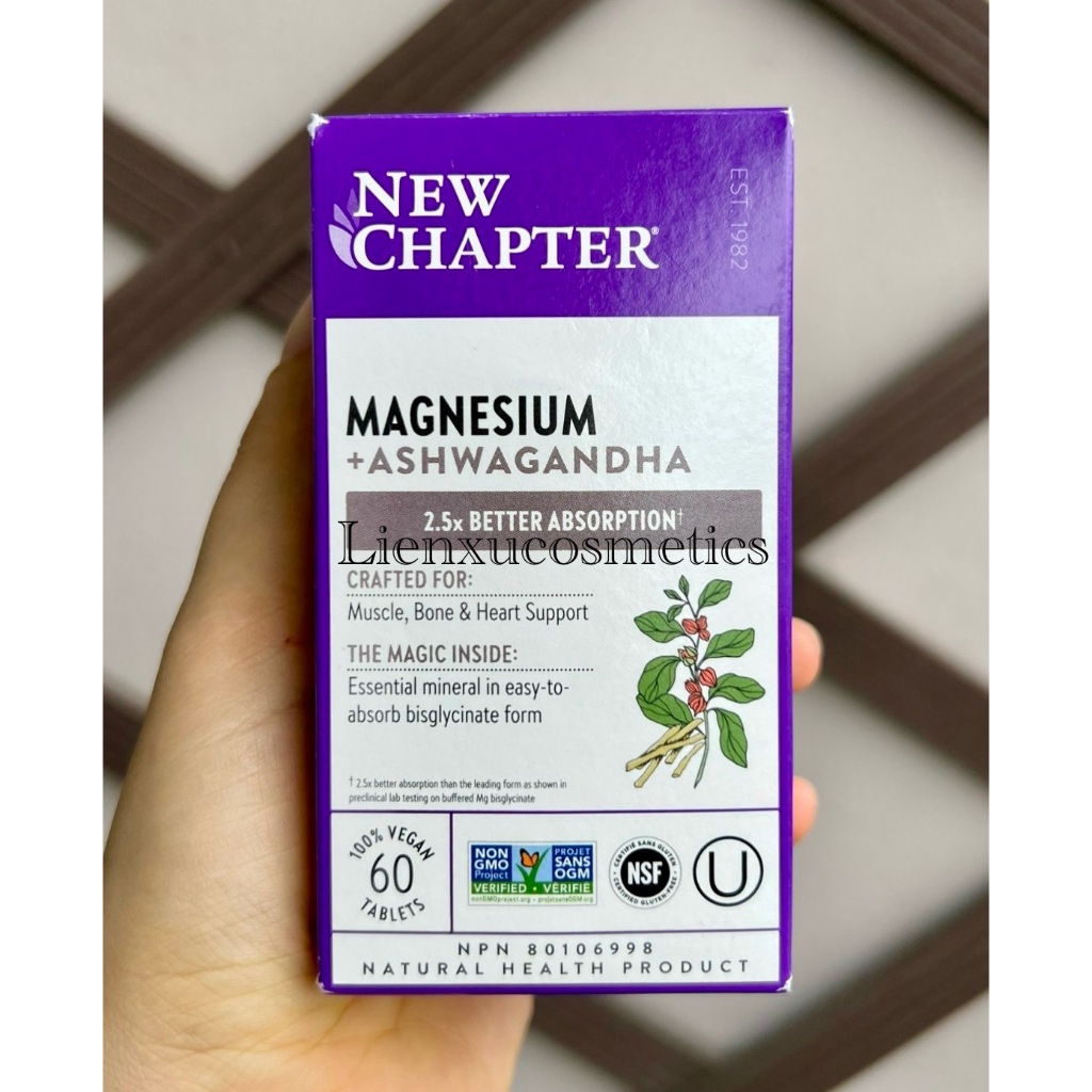 Indian ginseng and Magnesium New Chapter Magnesium + Ashwagandha, box ...