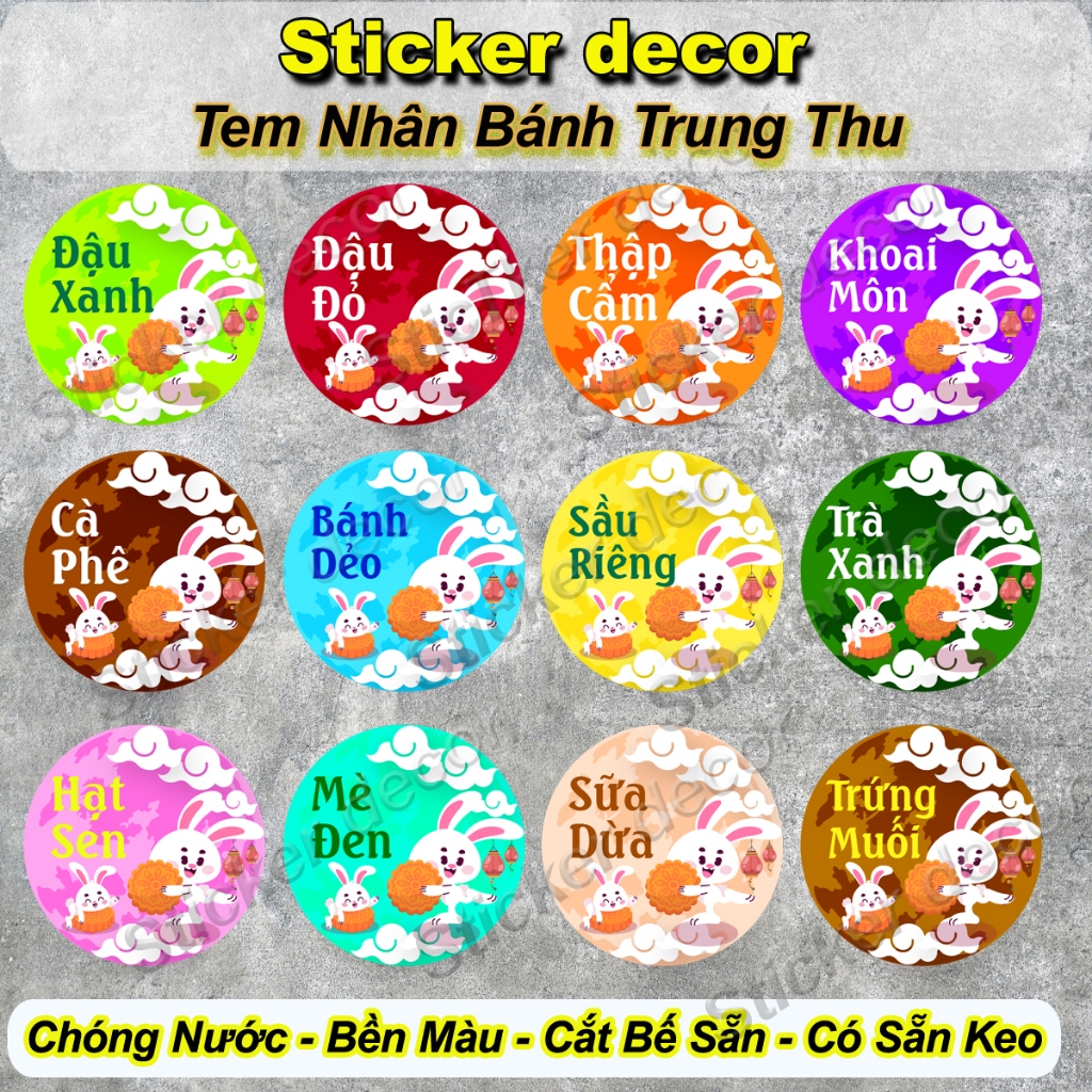 Mooncake Decal Paper Label Sticker Classification Round Cake KT: 2.8cm ...