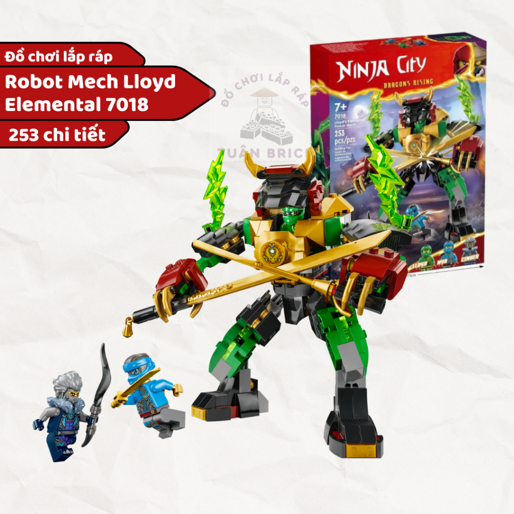 (With 1 mini Ninjago) Ninjago Robot Mech Lloyd Elemental Assembly Toy ...