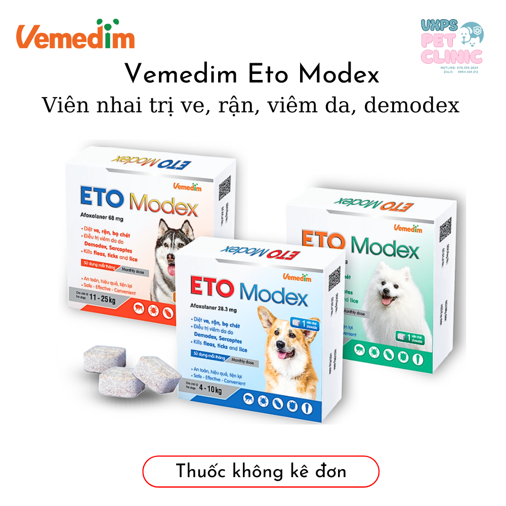 Vemedim Eto Modex Chewable Tablets to Kill Ticks, Lice, and Demodex ...