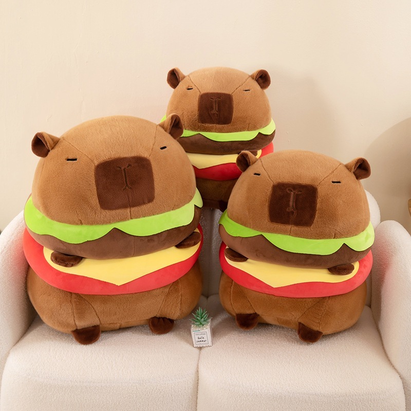 Capybara hamburger teddy bear.capybara bread stuffed animal | Shopee ...