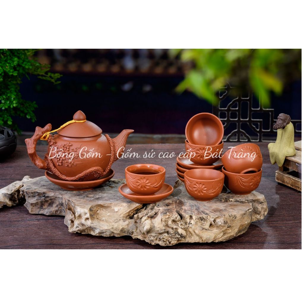 SA Tea set - Bat Trang red clay ceramic tea set - Bat Trang purple tea ...