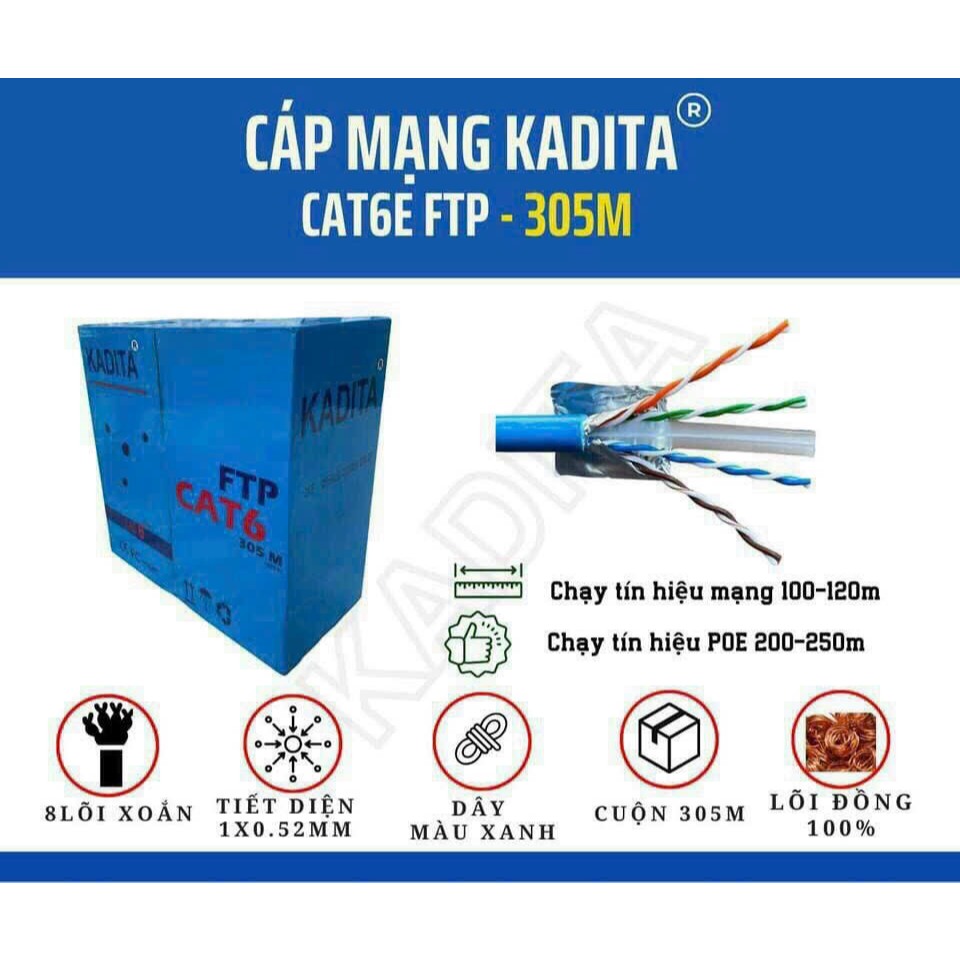305m roll of Kadita cat6 pure copper core anti-interference cat6 ...