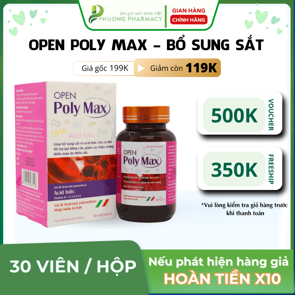 Open Poly Max - Supplements Iron and Folic Acid, Supports Red Blood ...