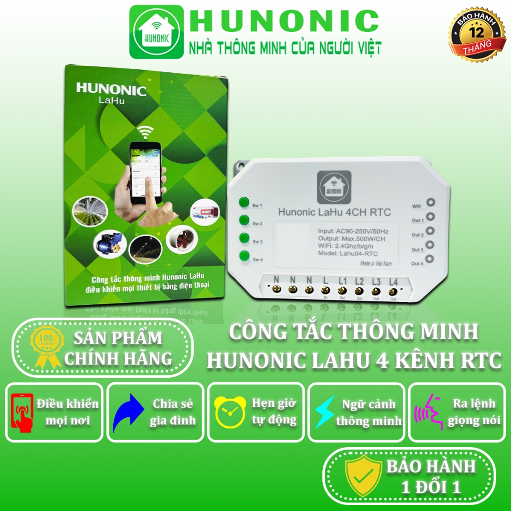 Hunonic Wifi Smart Switch, Lahu RTC Internet-Free Timer Switch - LAHU04 ...