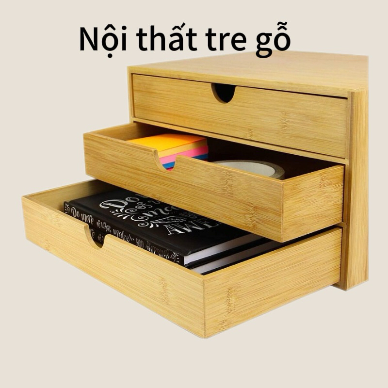 File shelf, office storage box with 3 luxurious and convenient bamboo ...