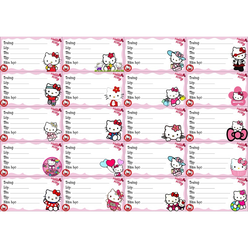 Kitty cat notebook labels 40 different labels / cute hello kitty ...