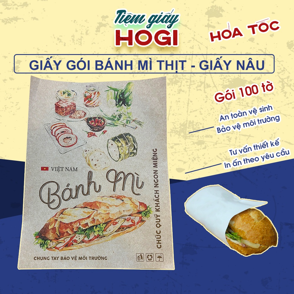 100 sheets of HOGI brown kraft meat bread wrapping paper, multi-purpose ...