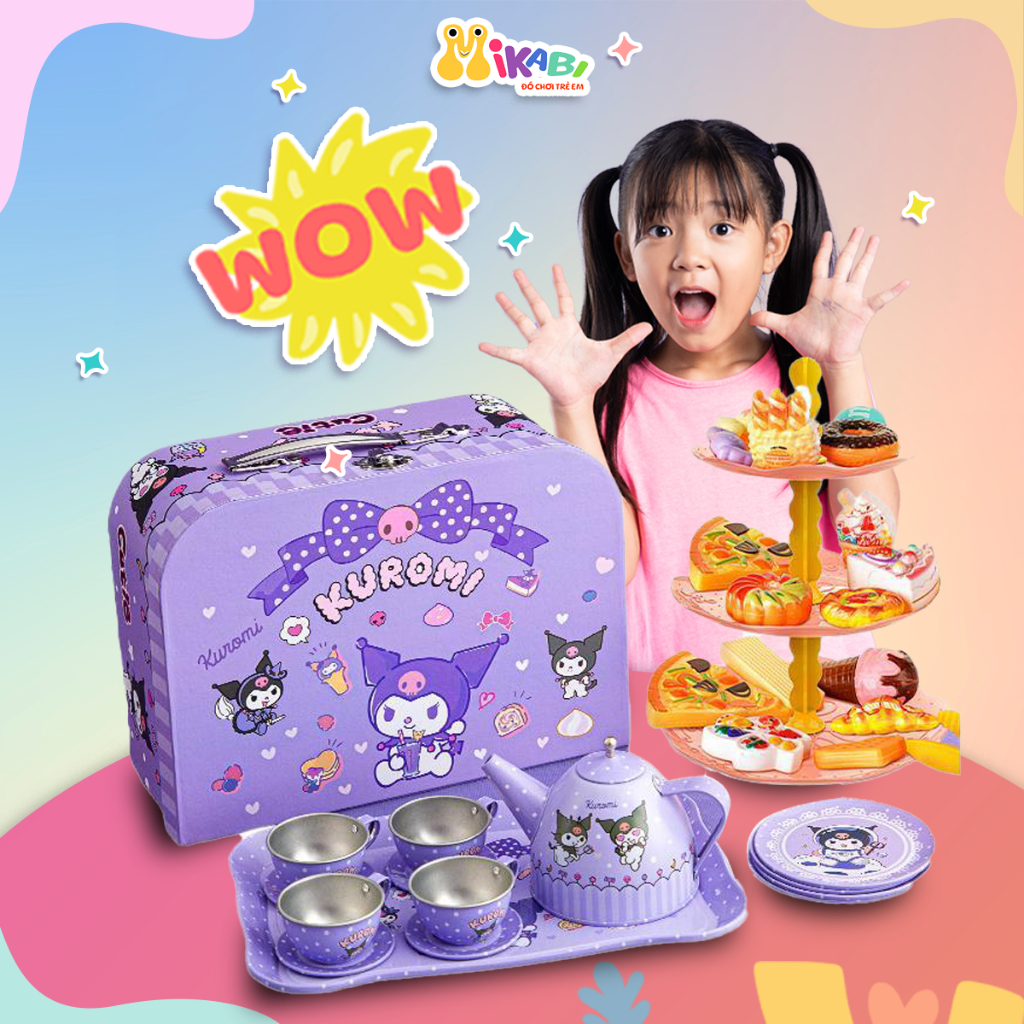 Kuromi Afternoon Tea Party Toy Suitcase Design, Cute Aluminum Tea Set ...