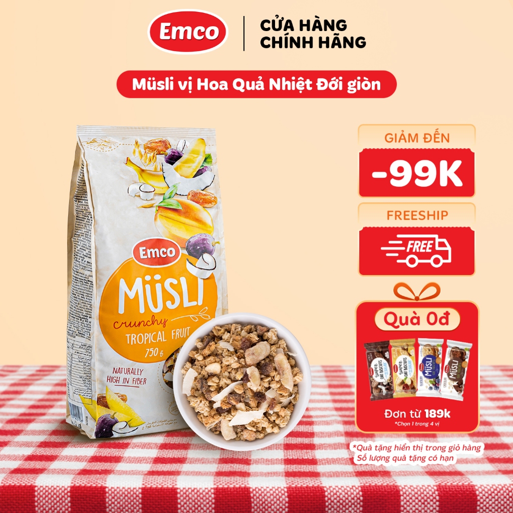 Emco Nutritious Cereal Crispy Tropical Fruit Flavor 750g (Crunchy Müsli ...