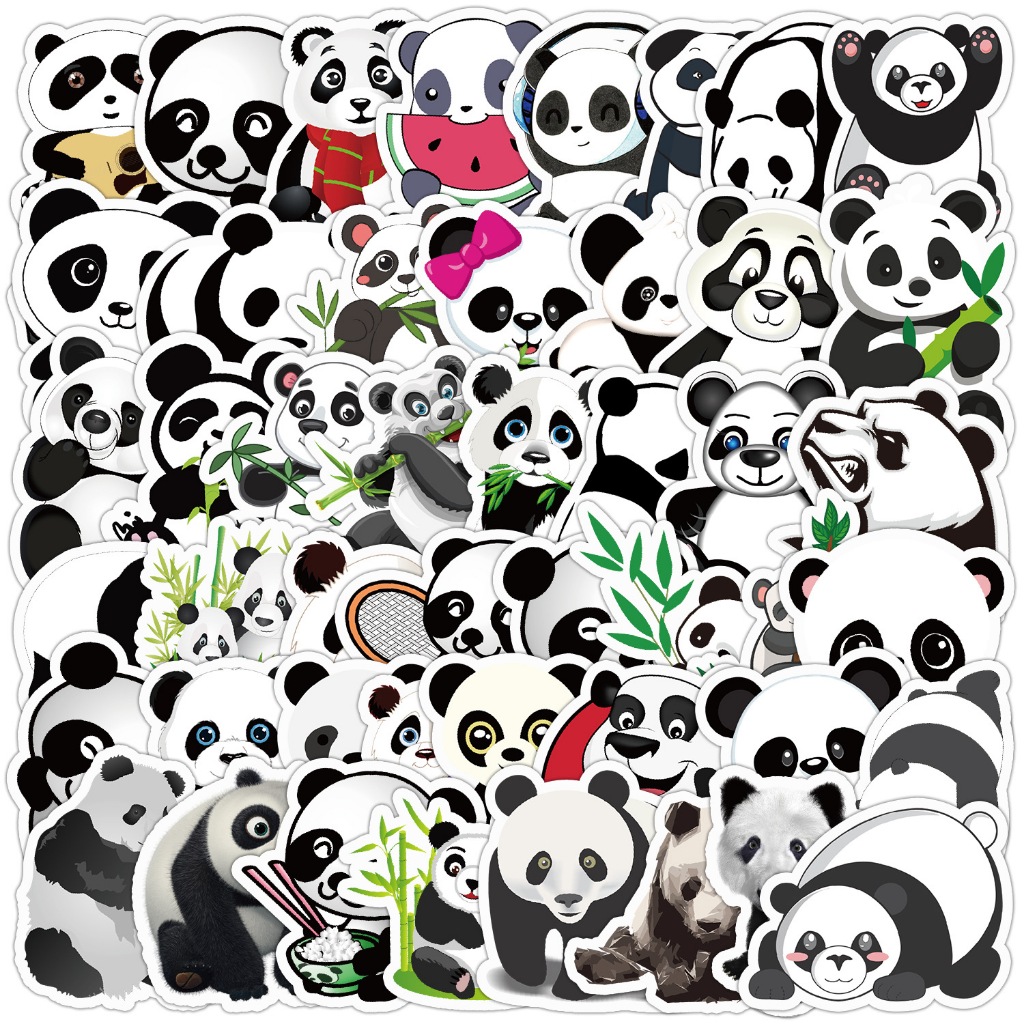 Set Of 50 Waterproof Panda Stickers - Pre-Cut Sticker Stickers For ...