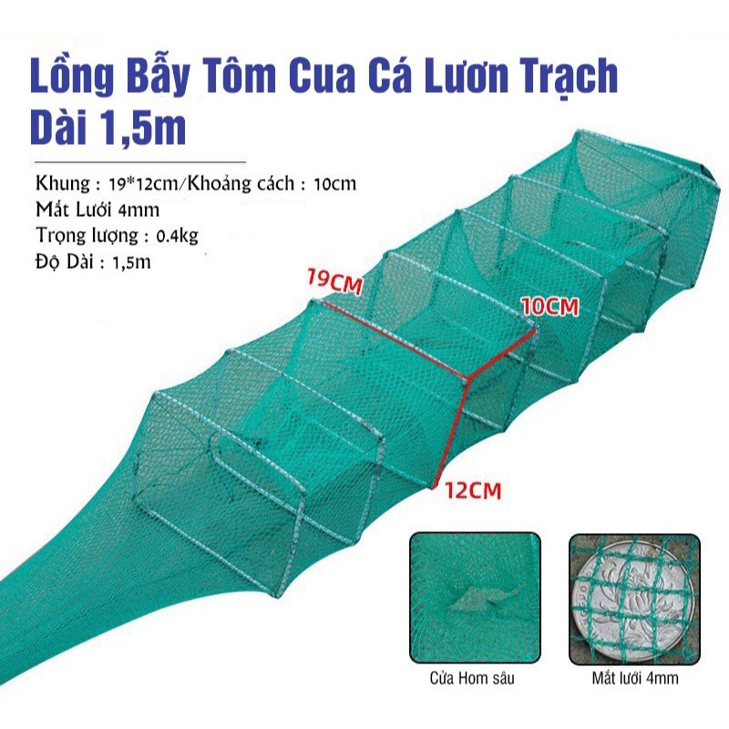 Cage for Catching Shrimp, Crab, Fish, Eel Trach, 1.5m Long, 3mm Mesh ...