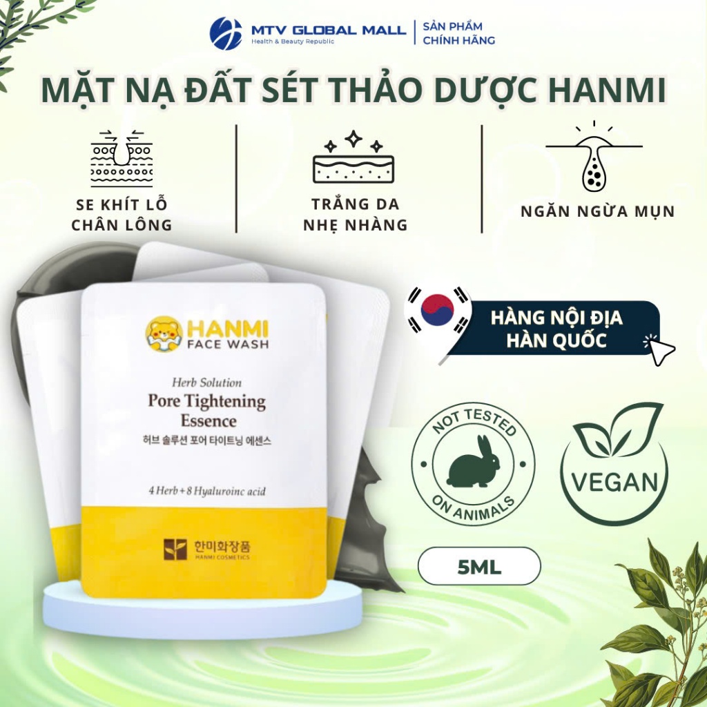 Hanmi Korean Herbal Clay Mask to Tighten Pores and Reduce Acne 5ml Pack ...