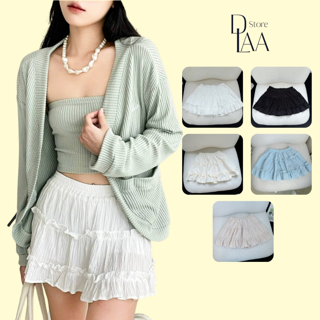 DaaLaa Store 2-layer ruffle skirt with flared style, lovely and cute ...