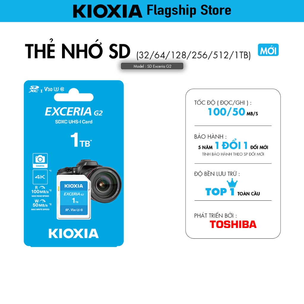 Kioxia V30 U3 CL10 SD Memory Card [ SD Exceria G2 ] - Genuine Product (32GB 64GB 128GB 256GB ...