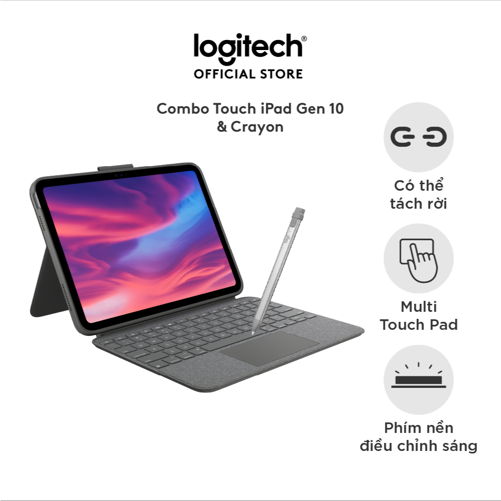 Logitech Combo Touch Key Case for iPad Gen 10 (10.9 inch) & Logitech ...