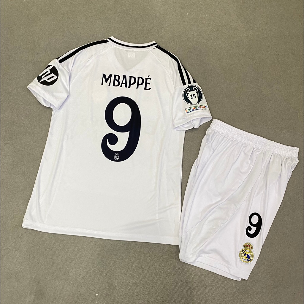 Real white 2025(JP) cup C1 football kit with Mbappe's name printed on ...