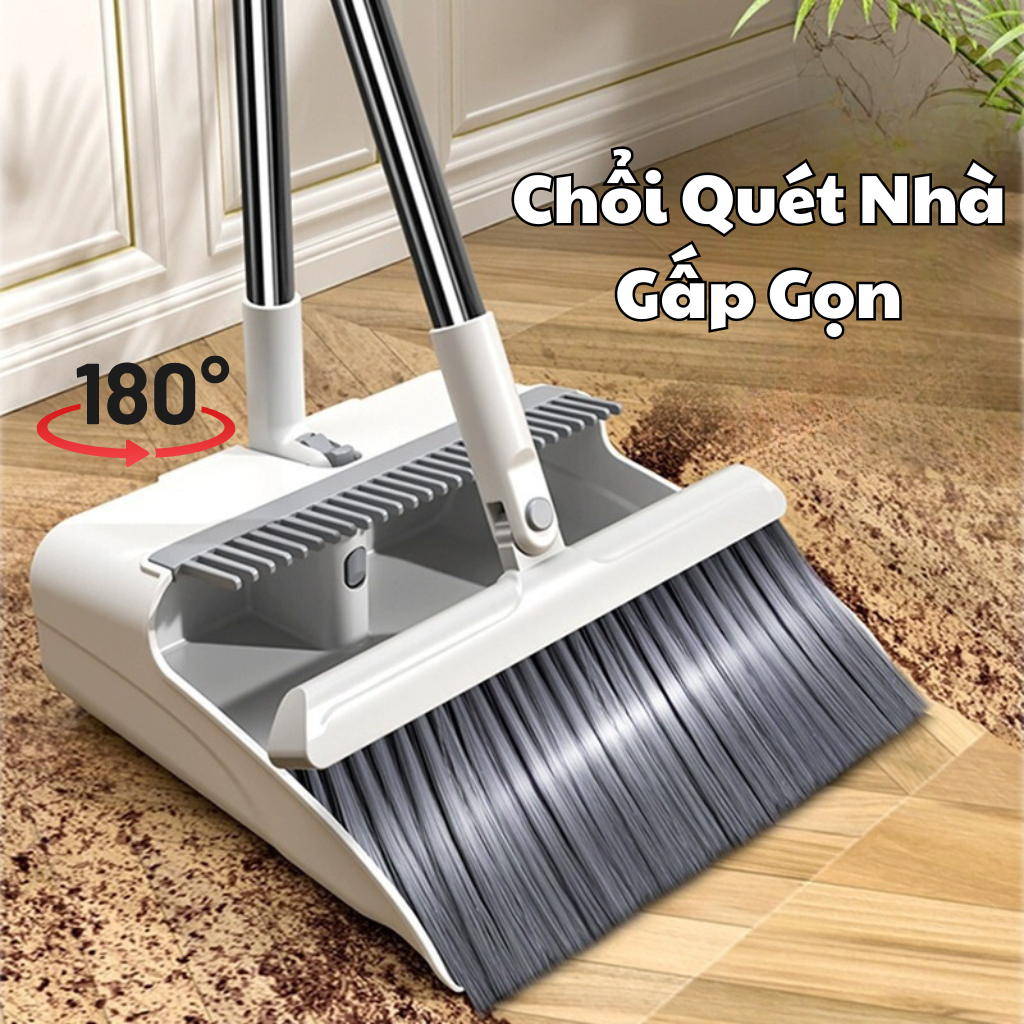 Smart folding broom with multi-function 2-in-1 long-handled dustpan ...