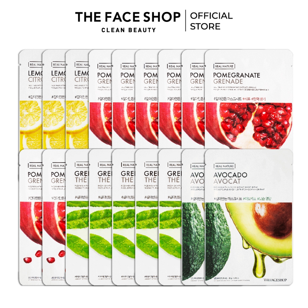 (Gift) 18 THE FACE SHOP Real Nature Soothing Masks 20g (mix many types ...