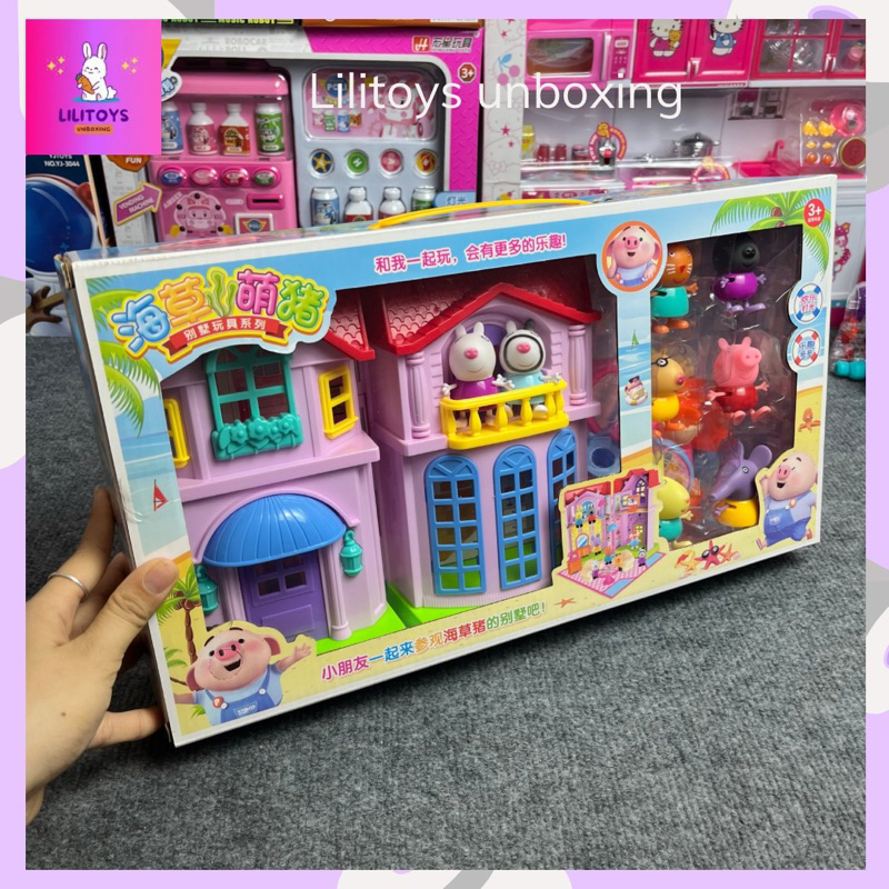 Pink 2-Storey Peppa Pig House Toy Model With Furniture And Characters ...