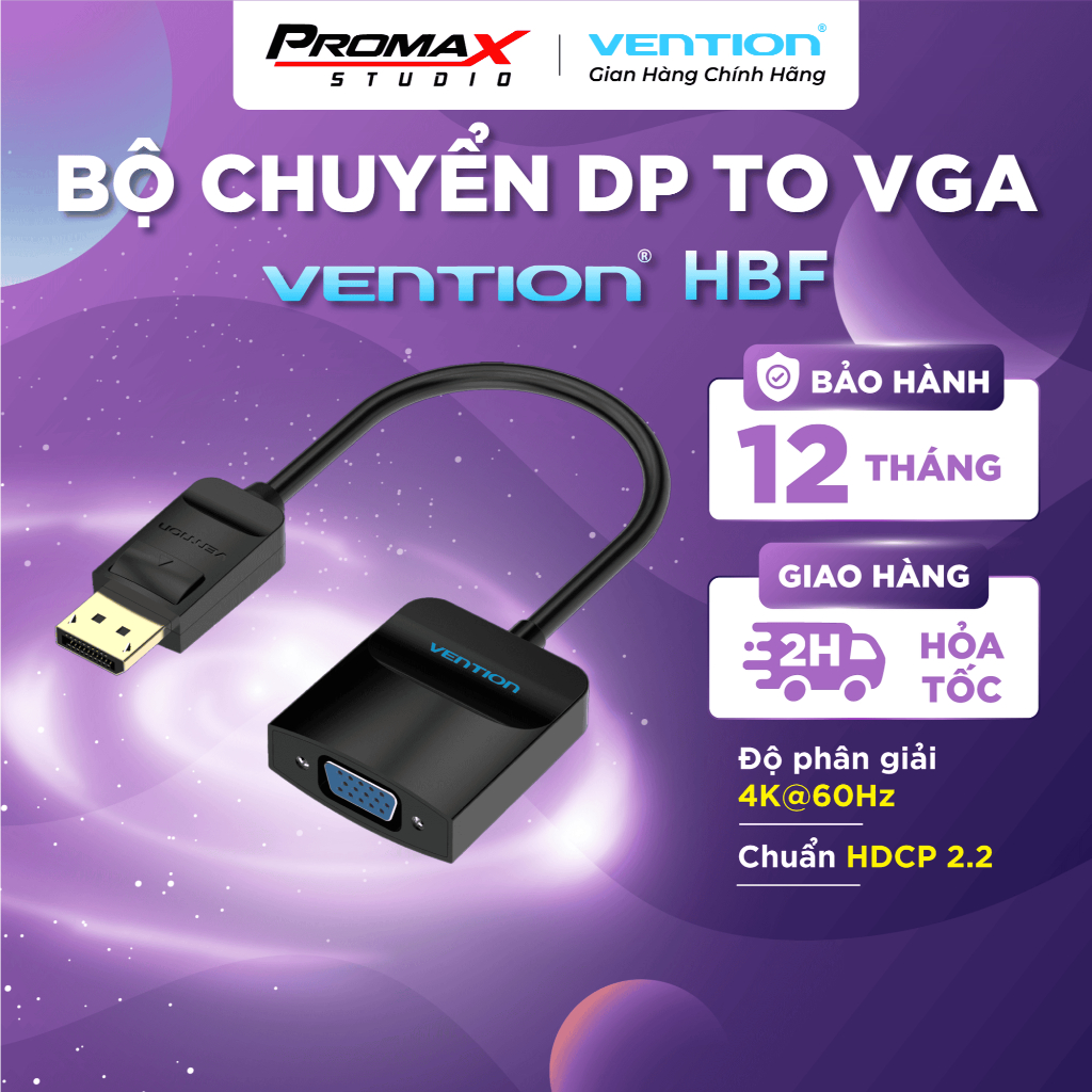 Displayport to VGA 1080p VENTION HBF Adapter (1080p@60Hz) | Shopee Malaysia