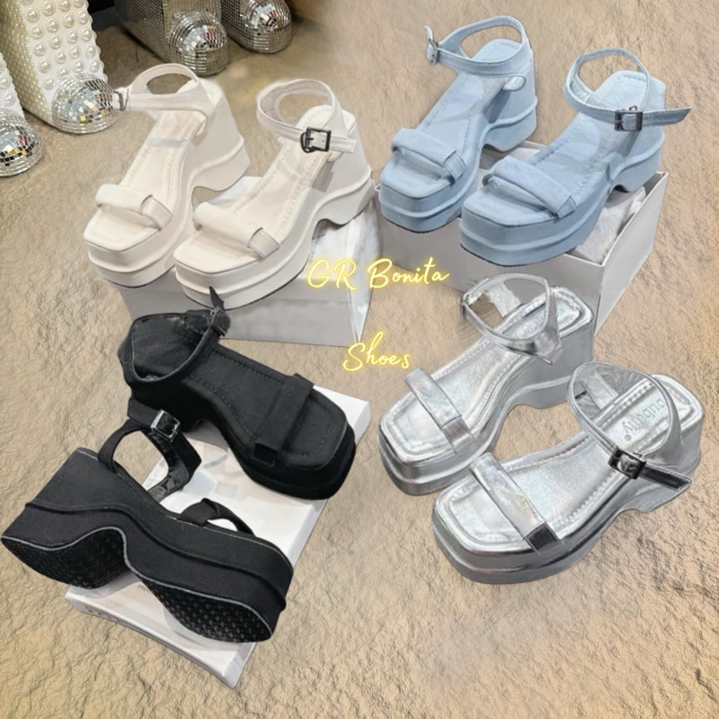 Pu boat sandals with soft fabric straps, 10 cm high | Shopee Malaysia