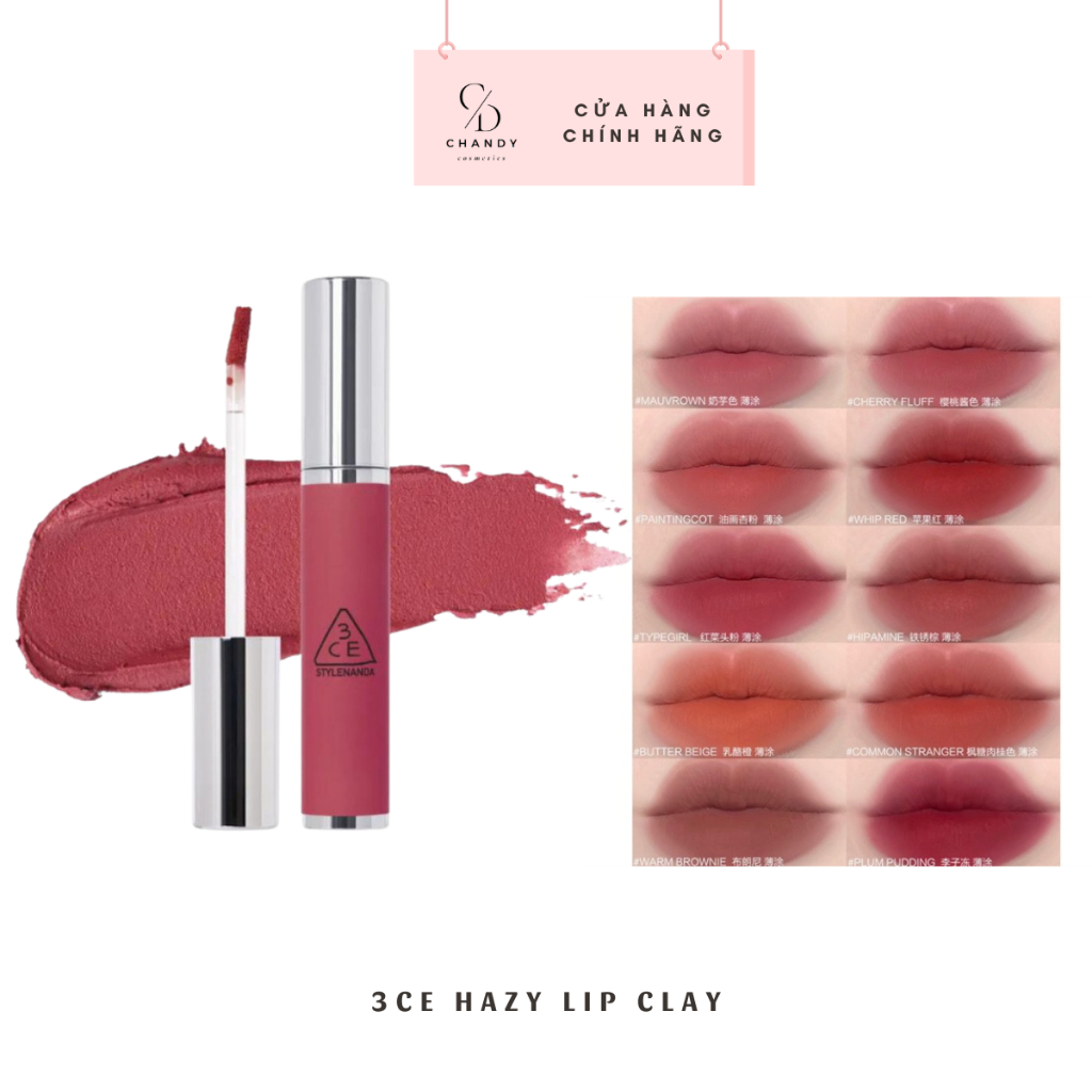 3ce Hazy Lip Clay lipstick 4g super matte and smooth makeup | Shopee ...