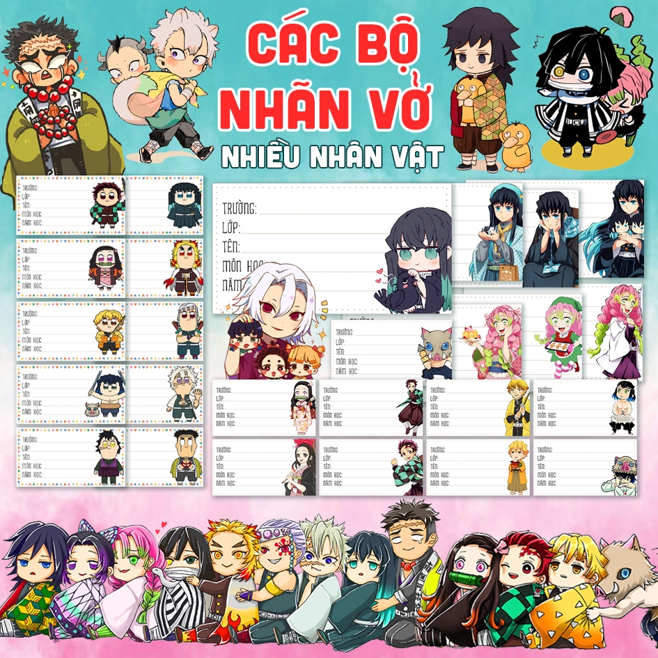 Man Many Sets Of Notebook Labels KNY Characters - MUICHIRO MITSURI ...