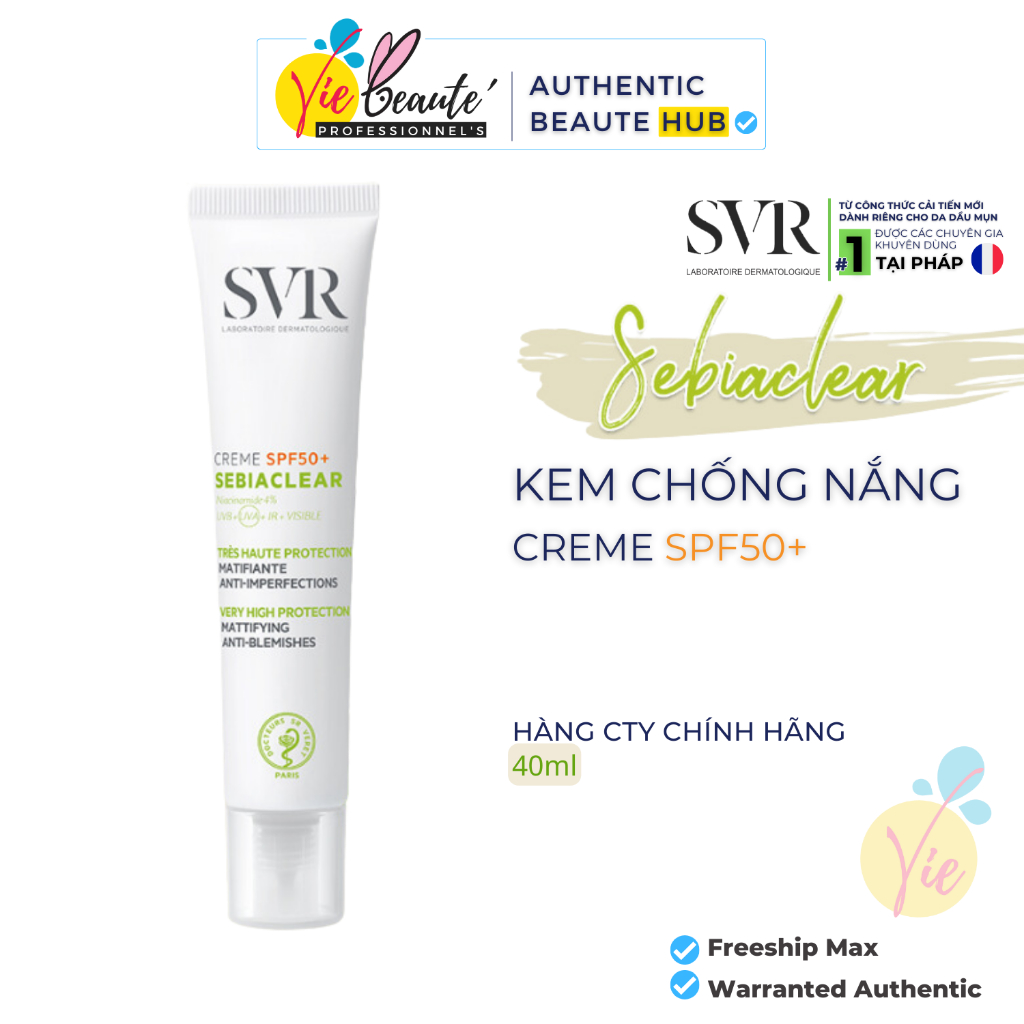 Svr Sebiaclear Creme Sunscreen For Oily Skin SPF50+ 40ml | Shopee Malaysia