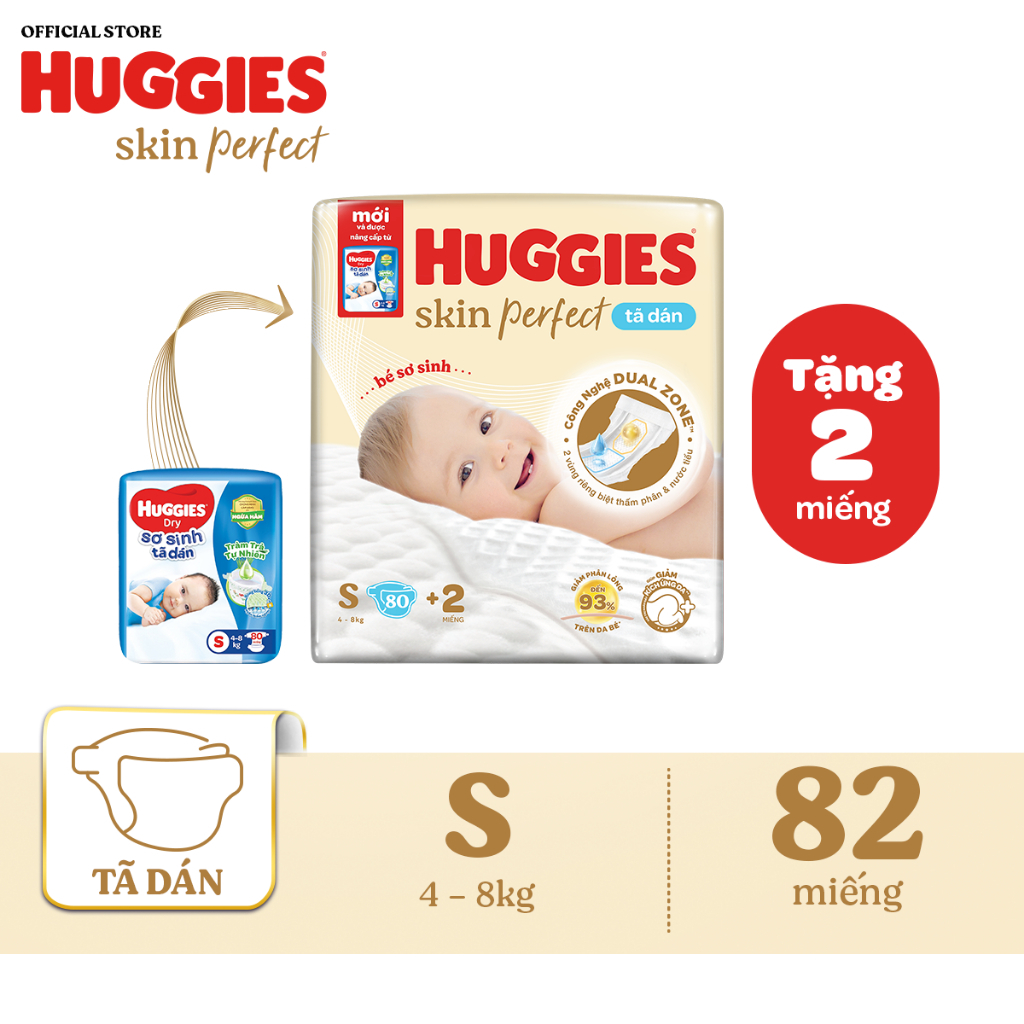 Huggies Skin Perfect S82 Diapers / Diapers With 2 Absorbent Areas To ...