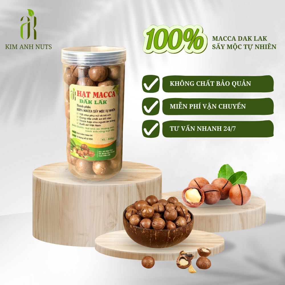 500gr macca Cracked Kim Anh Nuts Shell, Crispy Dried macca Dak Lak Nuts ...