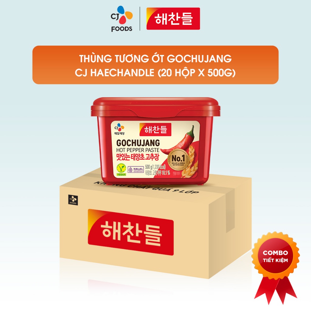 Box of 20 boxes Haechandle Korean gochujang chili sauce (500g x 20 ...