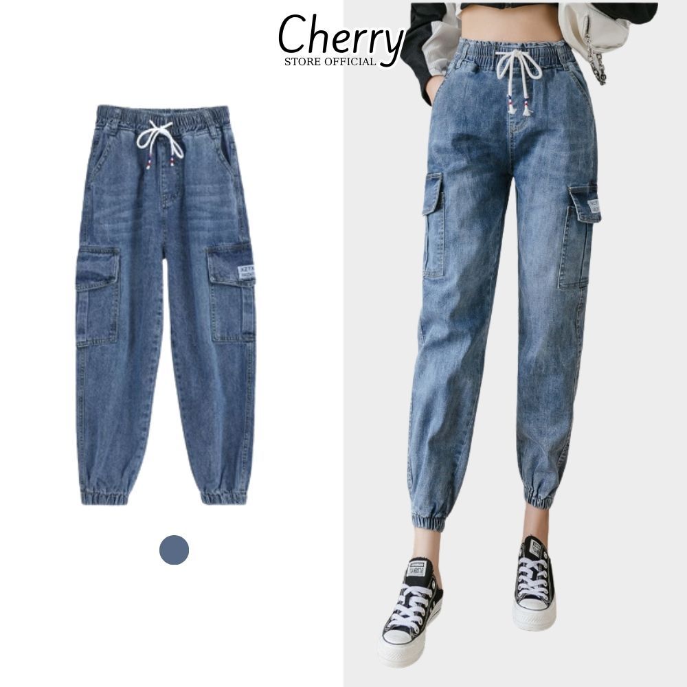 Cherry women's jogger jeans with baggy jeans and box pockets made of ...