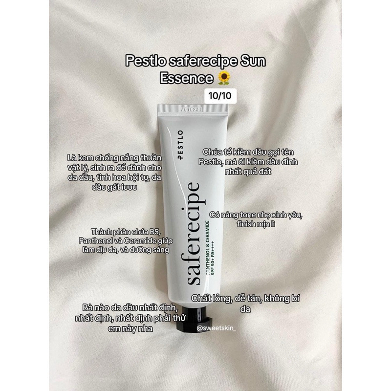 Pestlo Safe Recipe Sun Essence SPF50+ PA+++ physical sunscreen 50ml ...