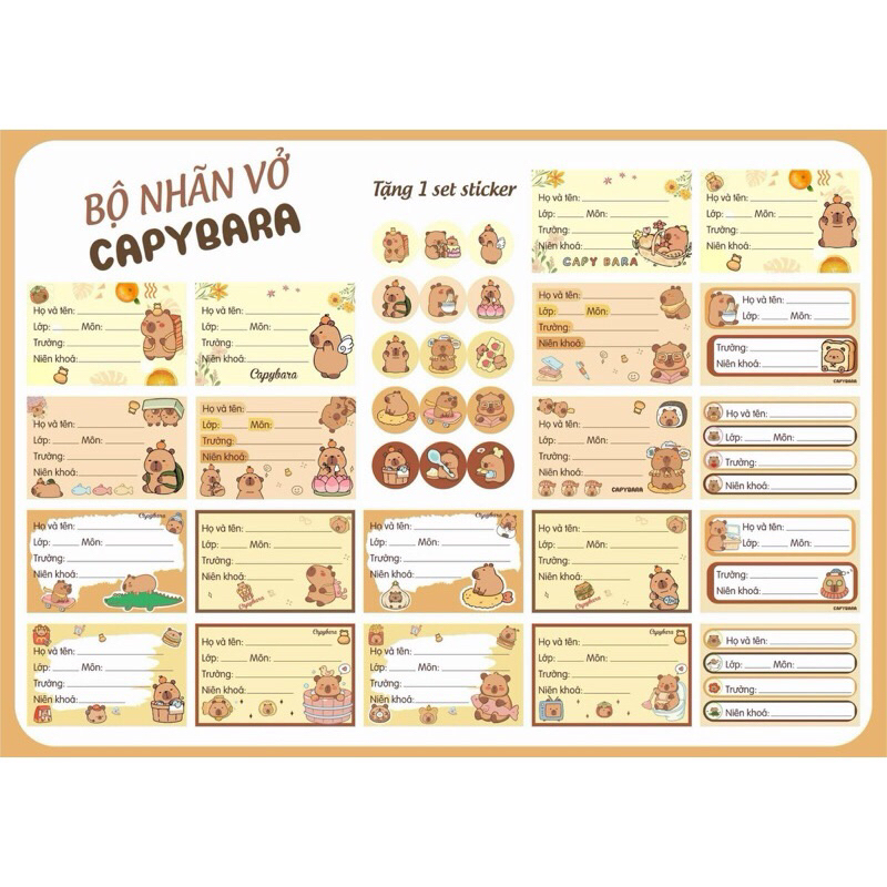 Set of 20 Notebook Labels with 15 Round Decorative Stickers with Lovely ...