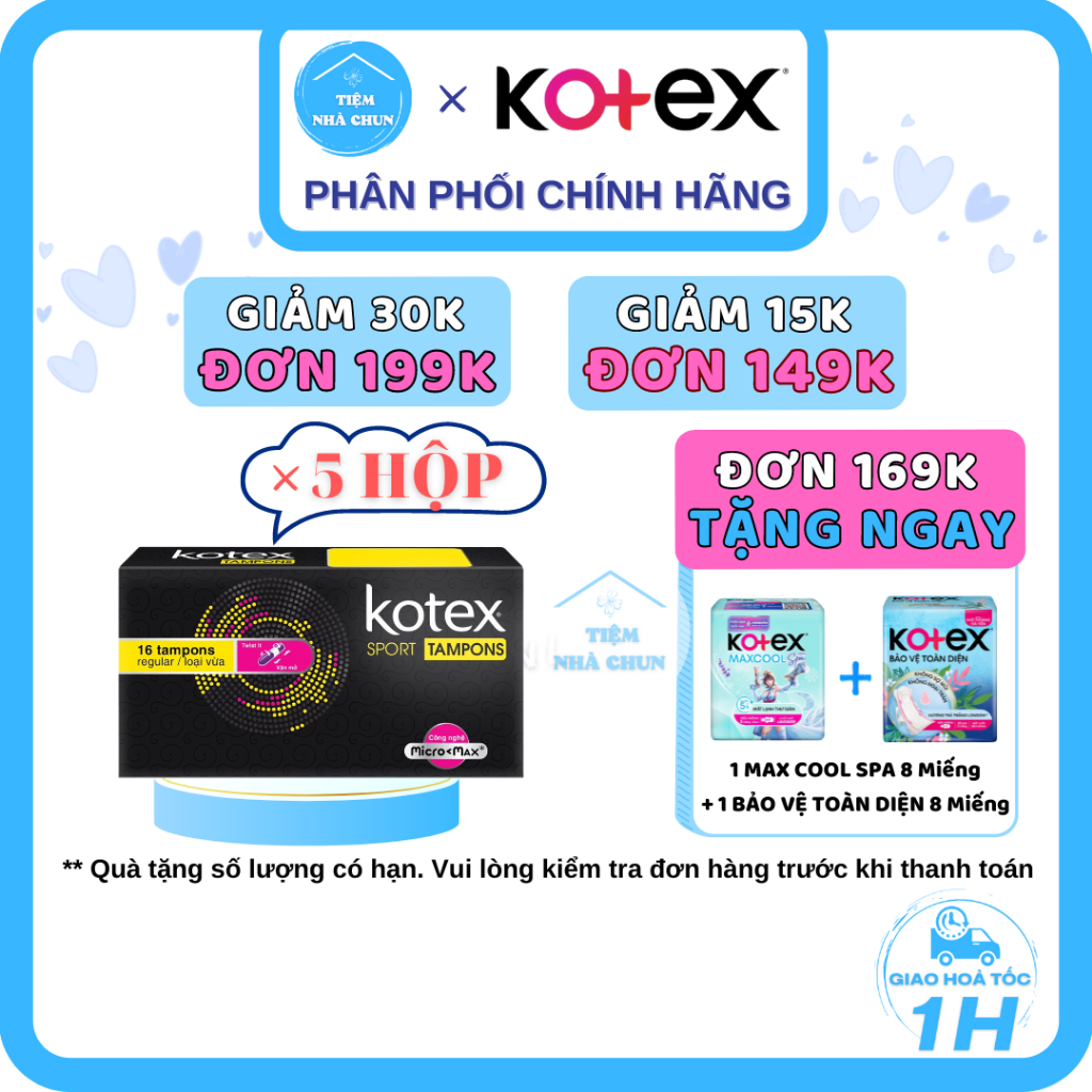 Cover NAME - Combo of 5 Boxes - Kotex Tampon BVS 16 Kotex Sport Tampon ...