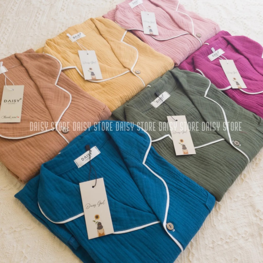 Plain muslin pajamas with pretty Korean color palette | Shopee Malaysia