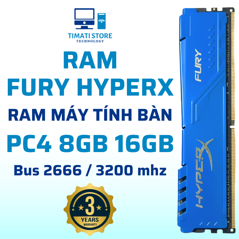 Pc Ram Desktop Ram 8GB/16GB DDR4 bus 2666/3200Mhz Hyperx Fury V2 Blue ...