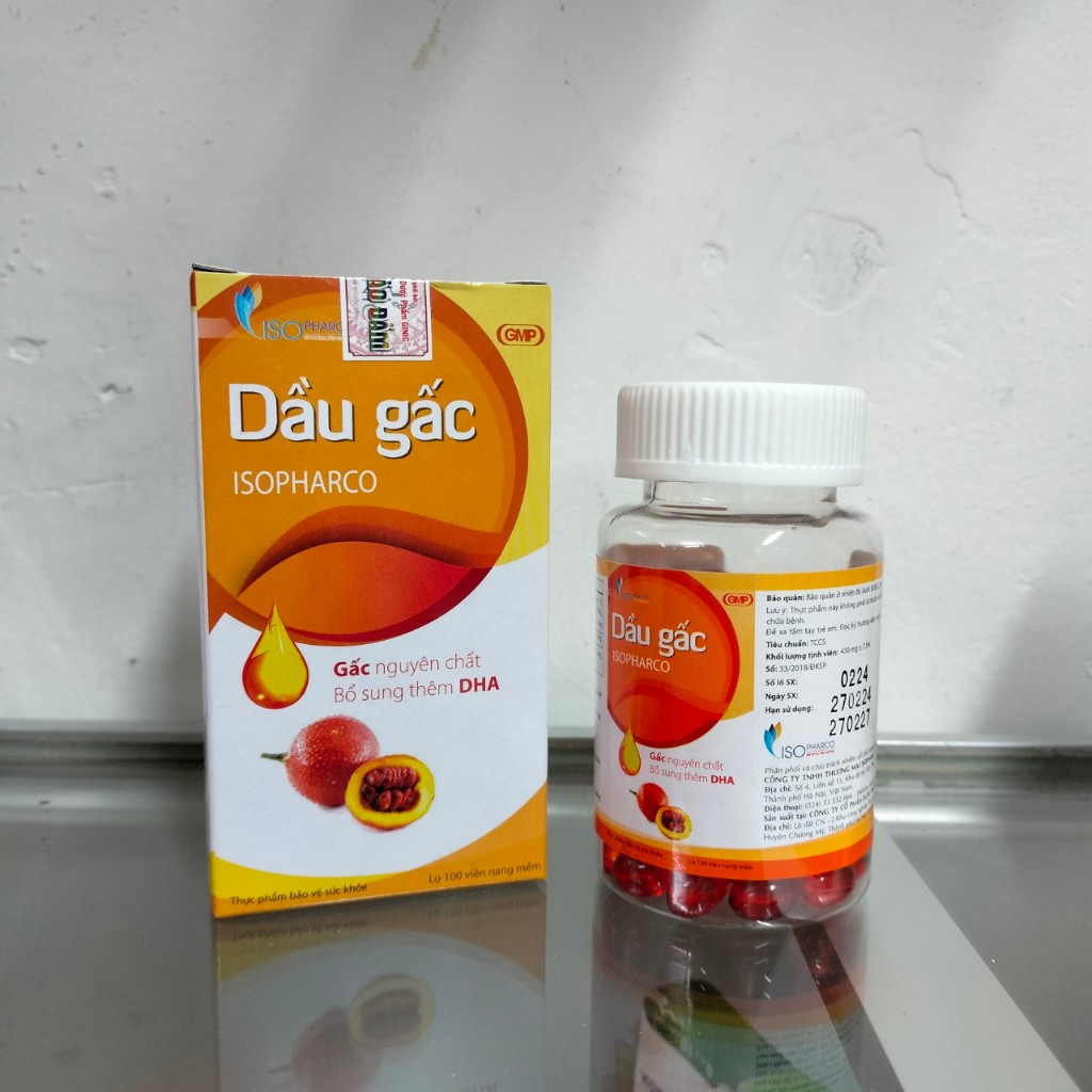 Isopharco Gac Oil [Bottle of 100 Capsules] Supplements Dha, Supports ...