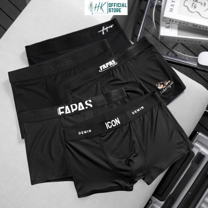 Men's Cold Elastic Boxer Underwear Combo 5 Pieces full black, Men's ...