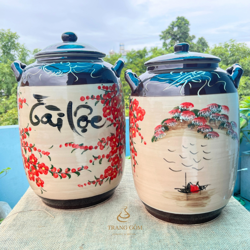 Fortune rice jars, ceramic rice jars, high-quality Bat Trang standard ...