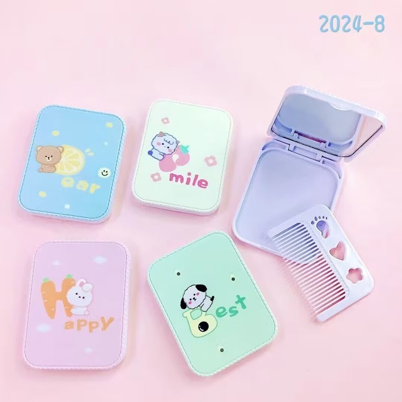 Folding Mirror Box With Super Cute Pattern Comb For Girlfriend ...