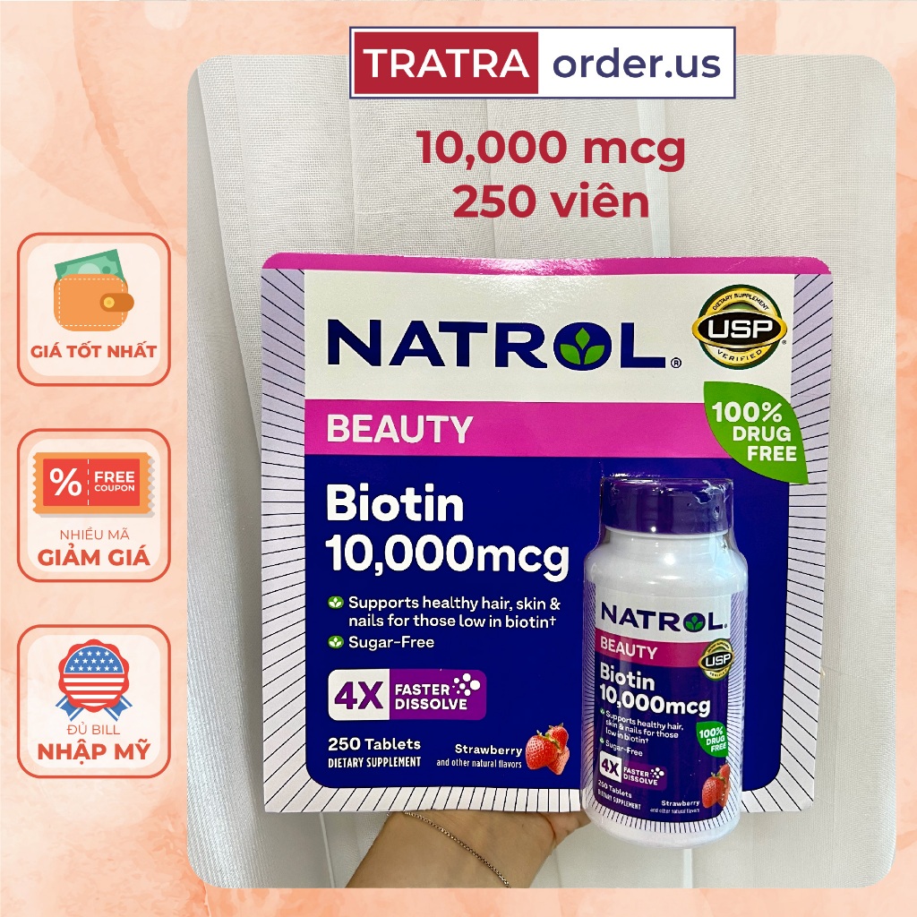 Natrol Biotin 10000 mcg Pills|5000 mcg supports hair growth, helps skin ...