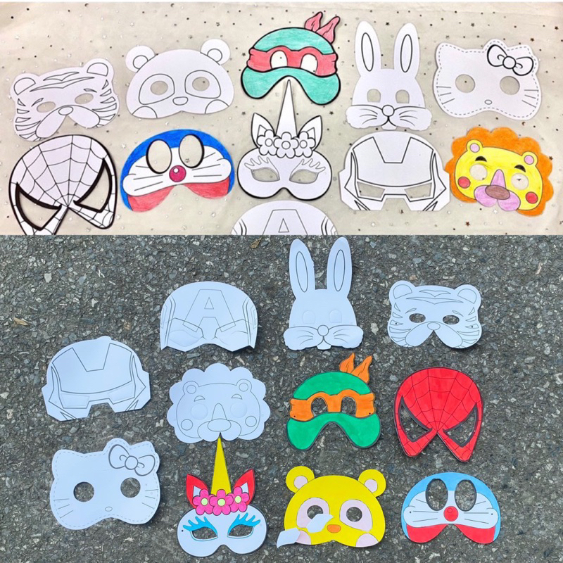 Coloring masks for Christmas, Mid-Autumn Festival, coloring activities ...