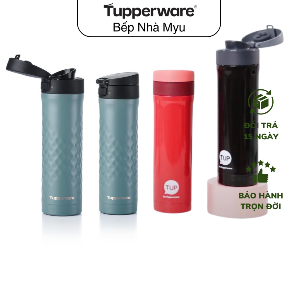 Tupperware Easy Open thermos bottle 430ml - 304 stainless steel - Retains heat for up to 6 hours ...