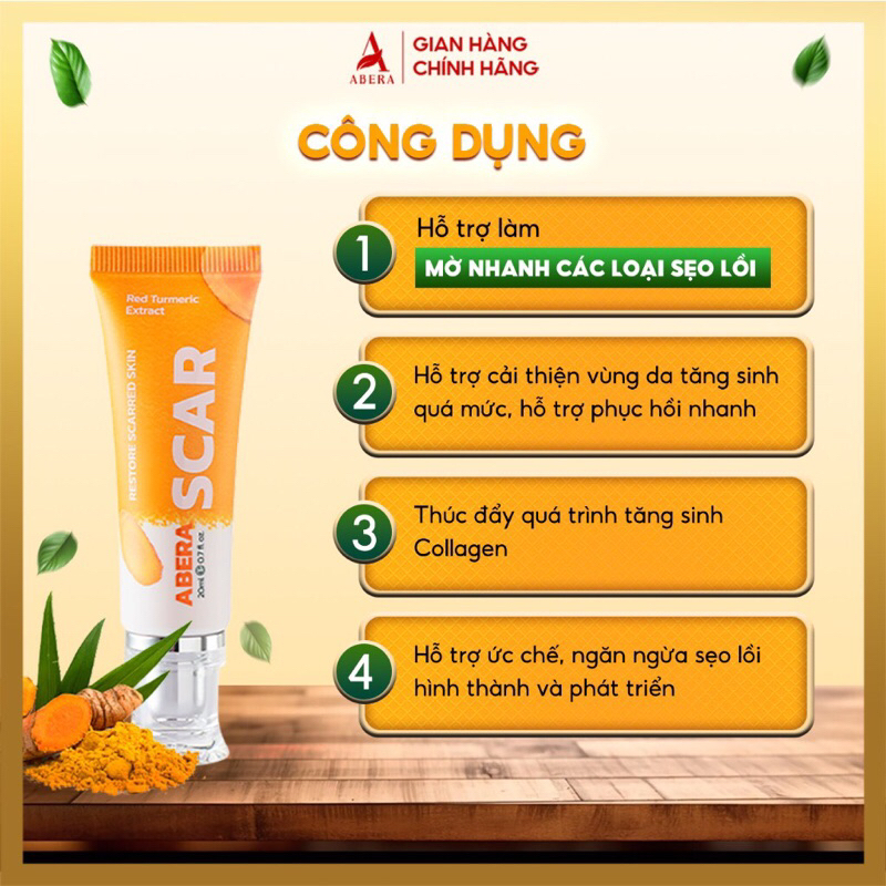 Abera Scar Red Turmeric Scar Cream 20gram - Supports Scarring, Concave ...