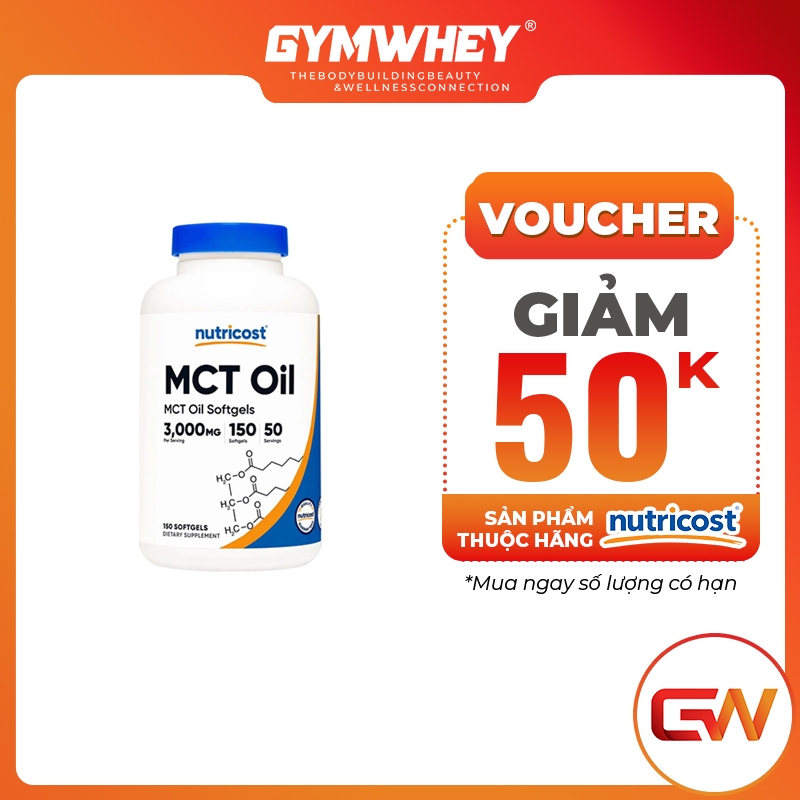 Nutricost MCT OIL 3000MG 150 GEL CAPSULES Provides Energy and Supports ...
