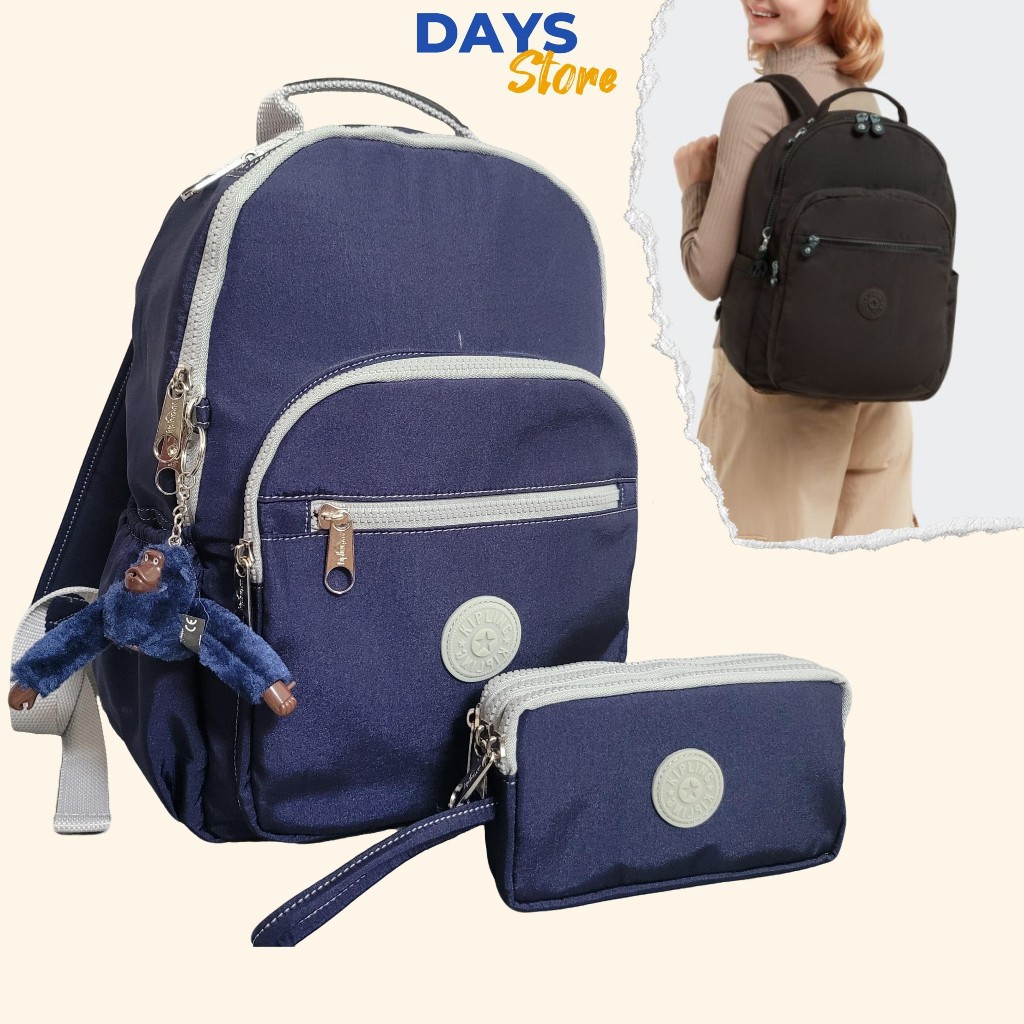 Set Premium Backpack Size M Navy Blue KT 38X26X15cm, Laptop Backpack 14 ...