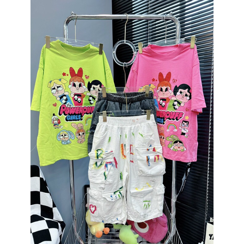 (Ready Stock) LABUBU JEAN SET With Paint Splashed Personality | Shopee ...